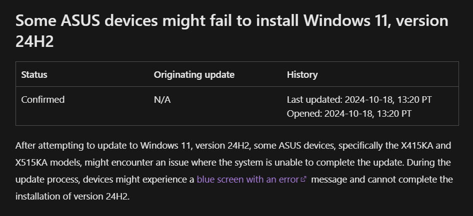 Windows 11 24H2安裝問題導致BSOD，微軟暫停對兩款華碩筆電部署更新 | iThome